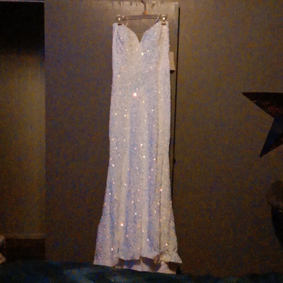 Dresses | Dazzling Jessica Rabbit Fitted White Sequin Floorlength ...